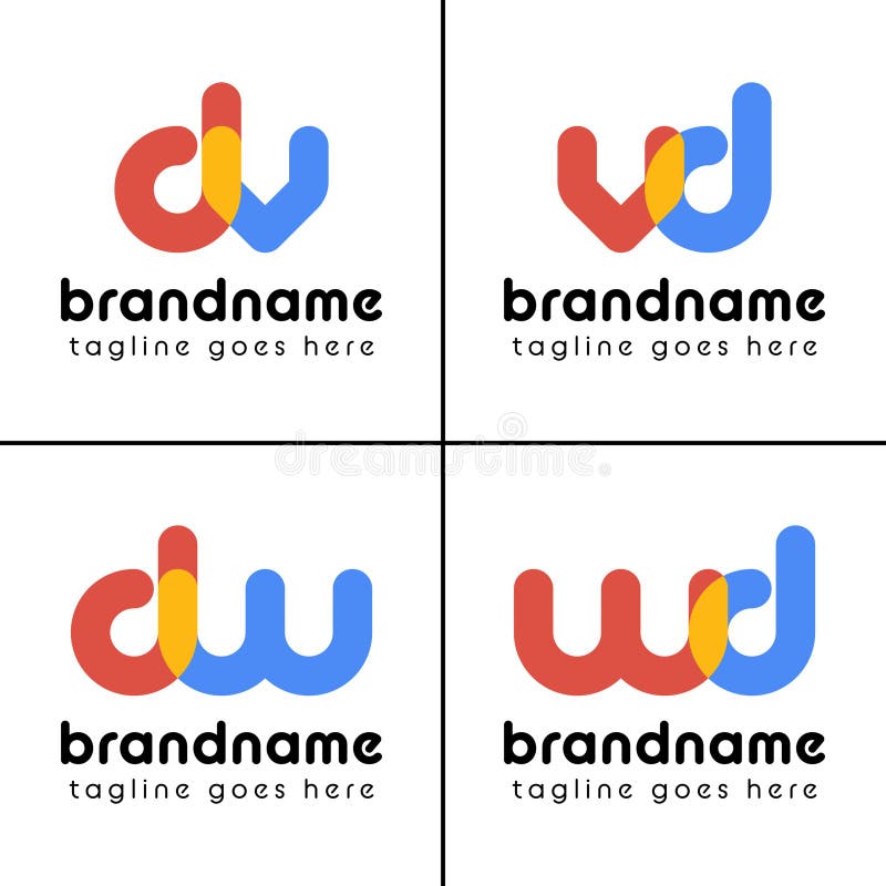 Letters Dv Vd Dw Wd Playful Logo Stock Illustrations – 1 Letters Dv Vd ...