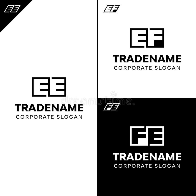 Letters EE EF FE Square and Dynamic Logo Set Stock Illustration ...