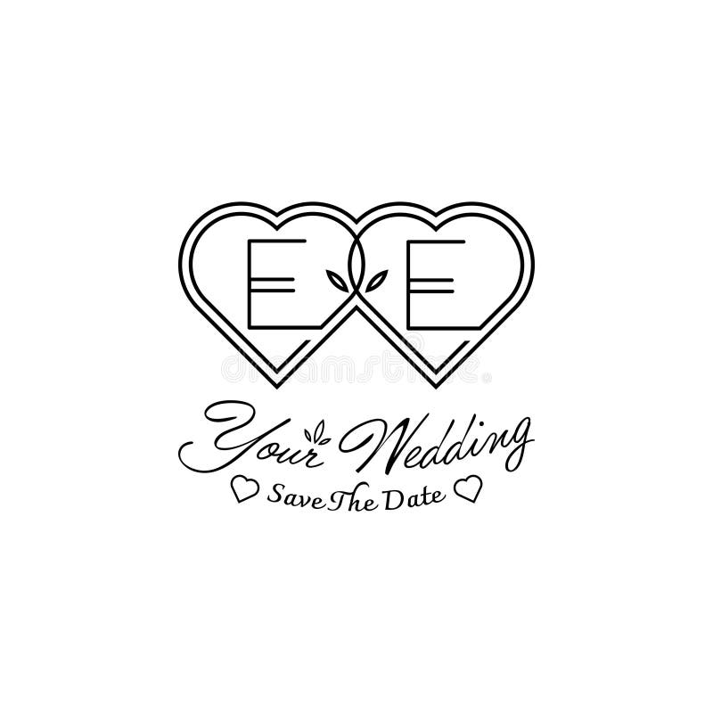 Letters EE Wedding Love Logo, for Couples with E and E Initials Stock Illustration ...