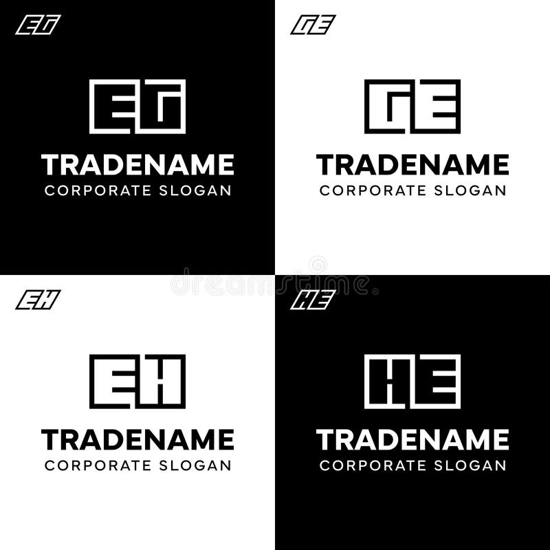 Letters EG GE EH he Square and Dynamic Logo Set Stock Vector ...