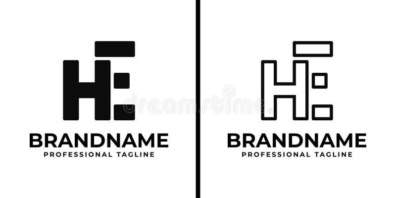 Letters he or EH Monogram Logo Set, for Business with EH or he Initials ...