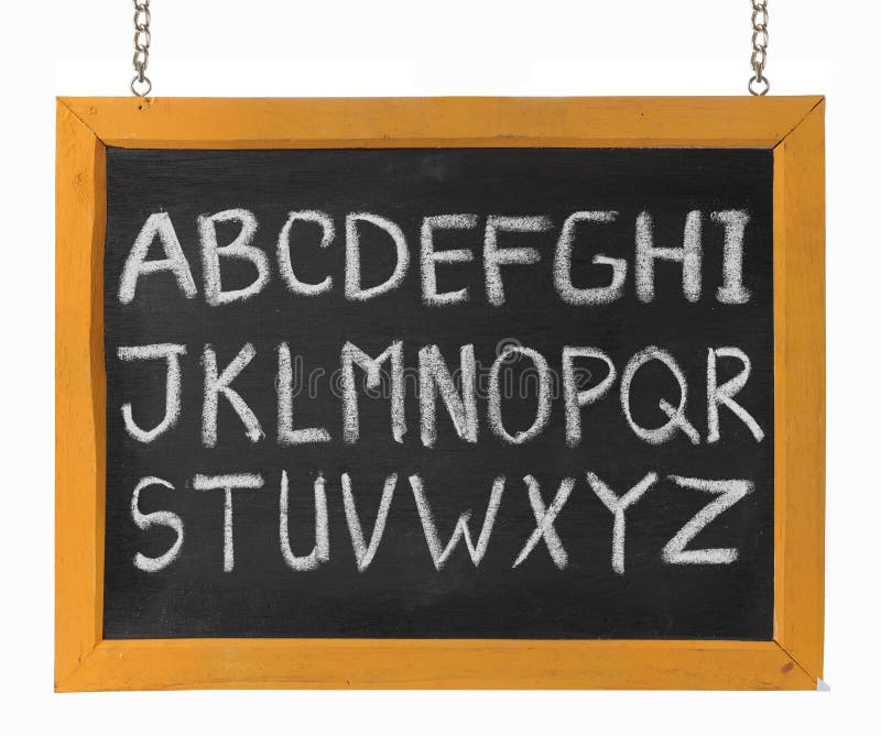Letters of English Alphabet Capital on Blackboard Stock Photo - Image ...