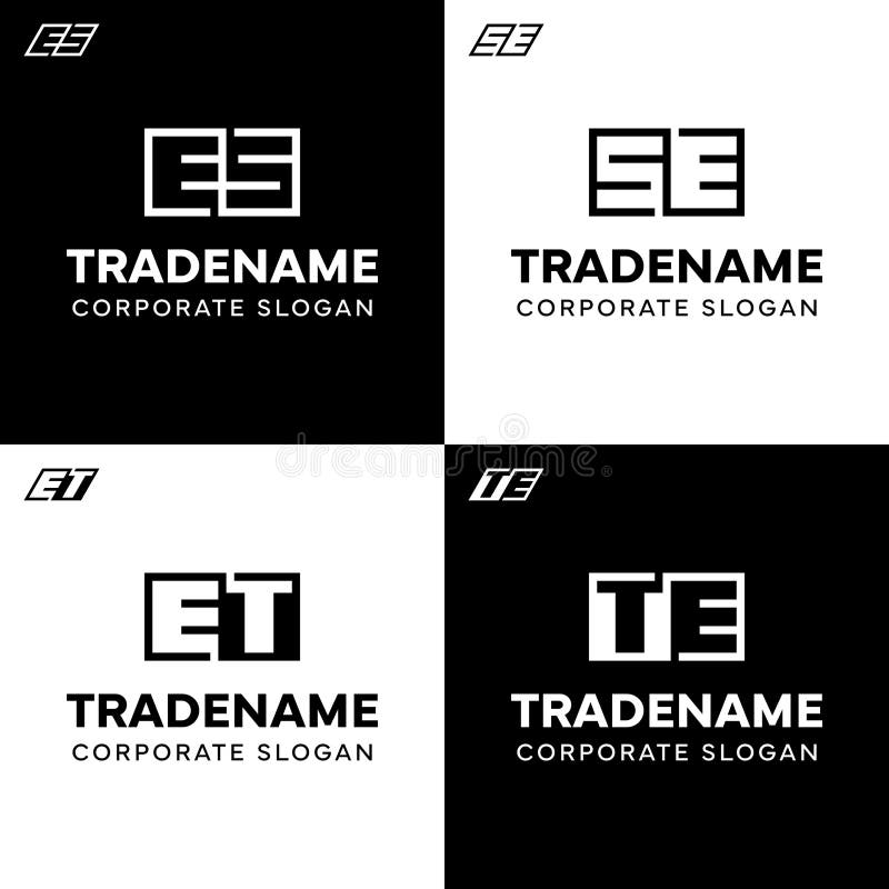 Letters ES SE ET TE Square and Dynamic Logo Set Stock Illustration ...