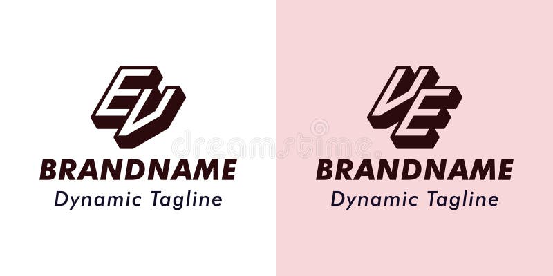 Letters EV and VE 3D Monogram Logo, Suitable for Business with EV or VE ...