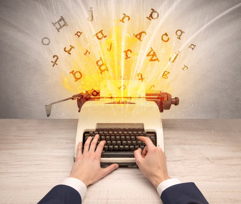 Letters Exploding from a Vintage Typewriter Stock Image - Image of fast ...