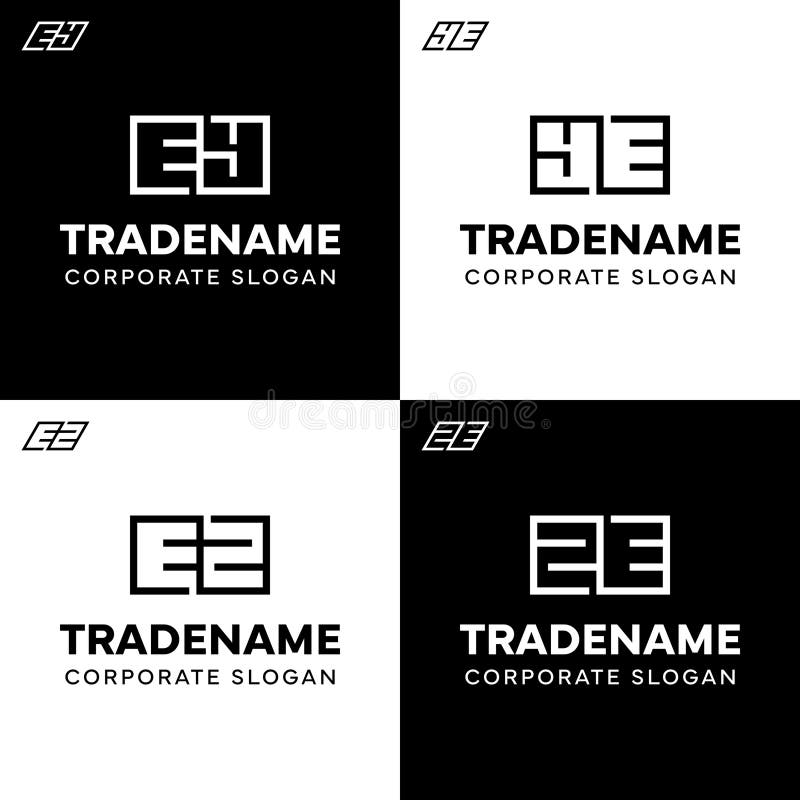 Letters EY YE EZ ZE Square and Dynamic Logo Set Stock Illustration ...