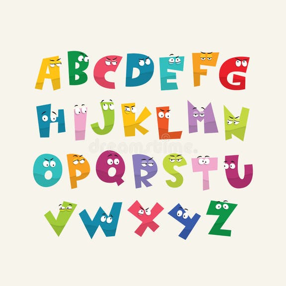 Cartoon Kid Colorful Alphabet Stock Vector - Illustration of doodle ...