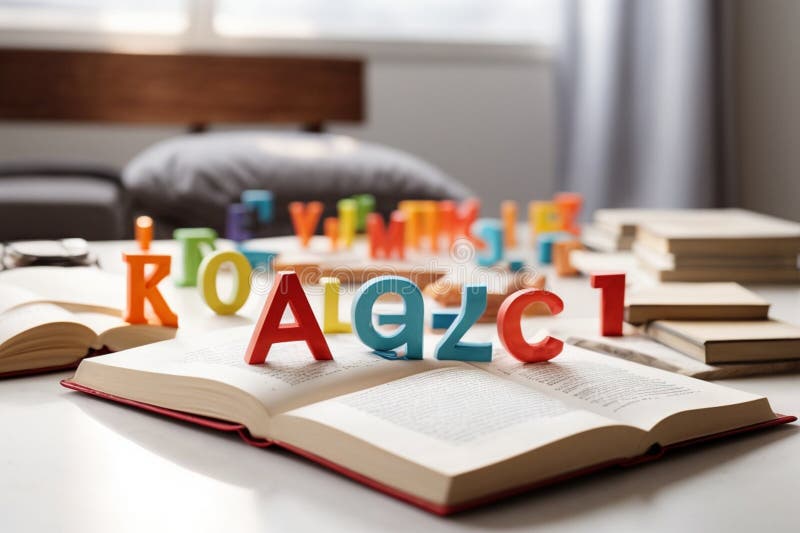 Letters Falling Out of or Falling into a Book. Stock Illustration ...