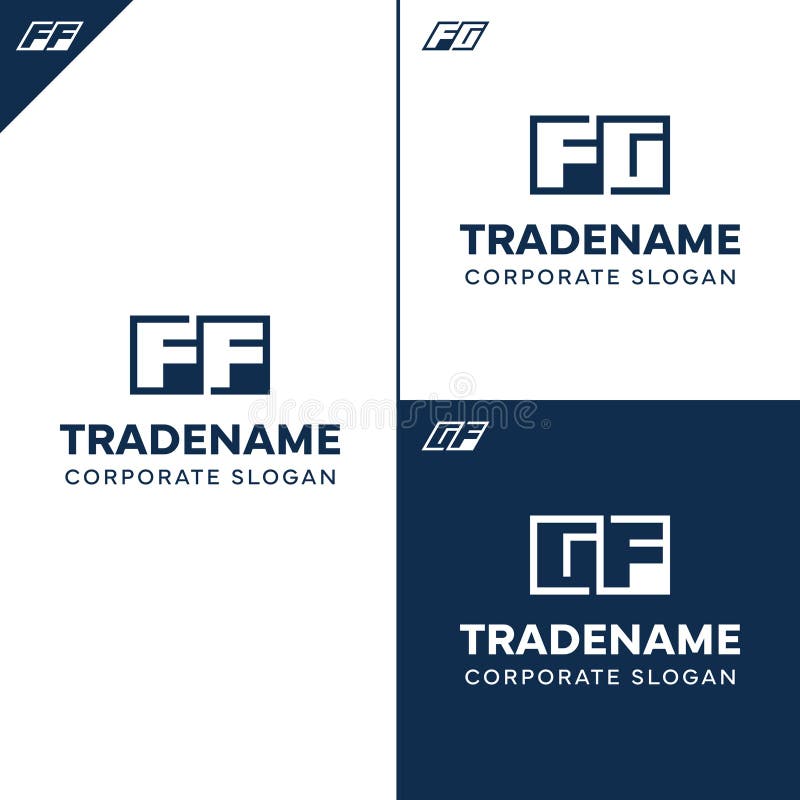 Letters FF FG GF Square and Dynamic Logo Set Stock Illustration ...
