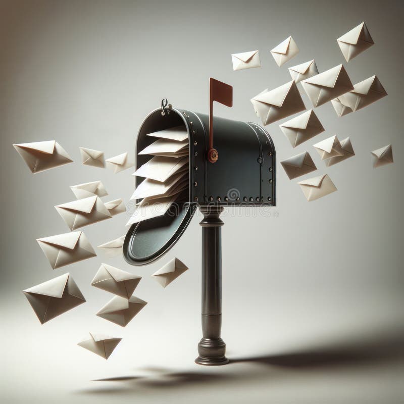 Letters Flying Near the Mailbox. Stock Photo - Image of mailbox, send ...