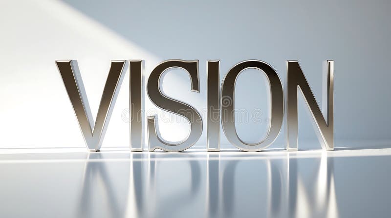 Letters Forming the Word Vision Cast Reflections on a Smooth Surface in ...