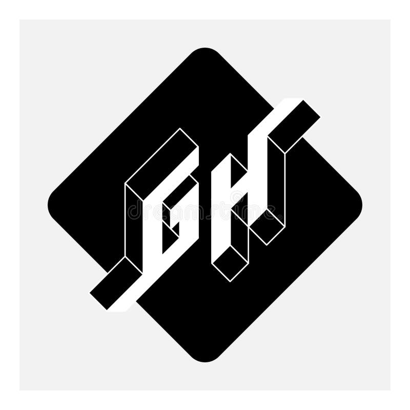 Letters G and H - Monogram or Logotype. Volume Alphabet. Three ...