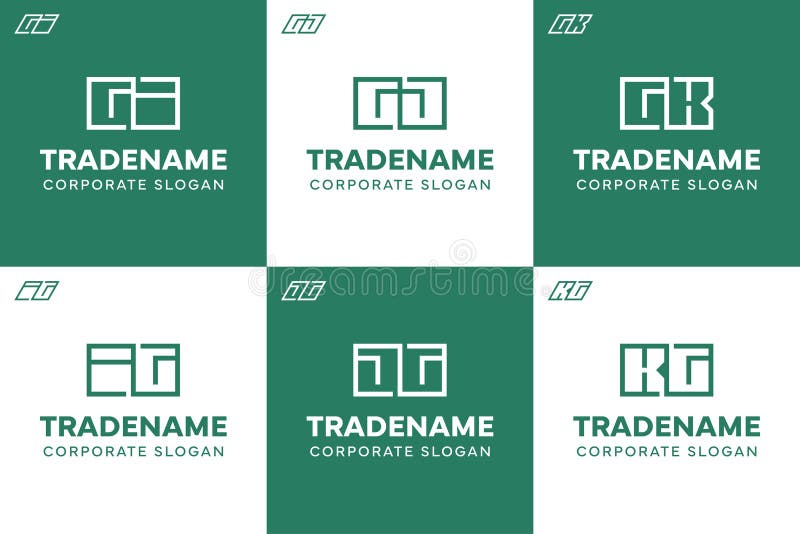 Letters GI IG GJ JG GK KG Square and Dynamic Logo Set Stock Vector ...
