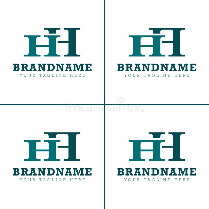 Letters HH AA HA AH Monogram Logo Set, for Brand with HH AA HA AH ...