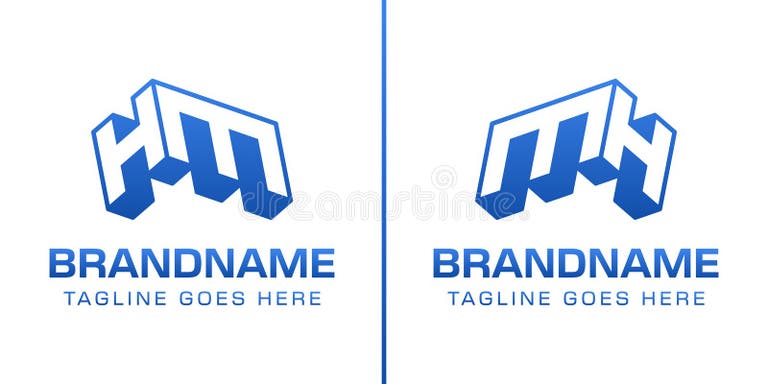 Letters HM or MH 3D Monogram Logo, Symbolizes Strength, Dynamism, and ...