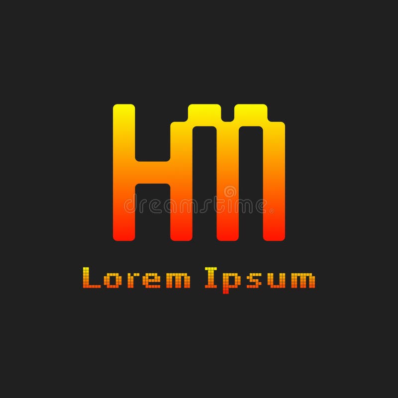 Letters HM Pixel Monogram Logo, Suitable for Any Business with HM or MH ...