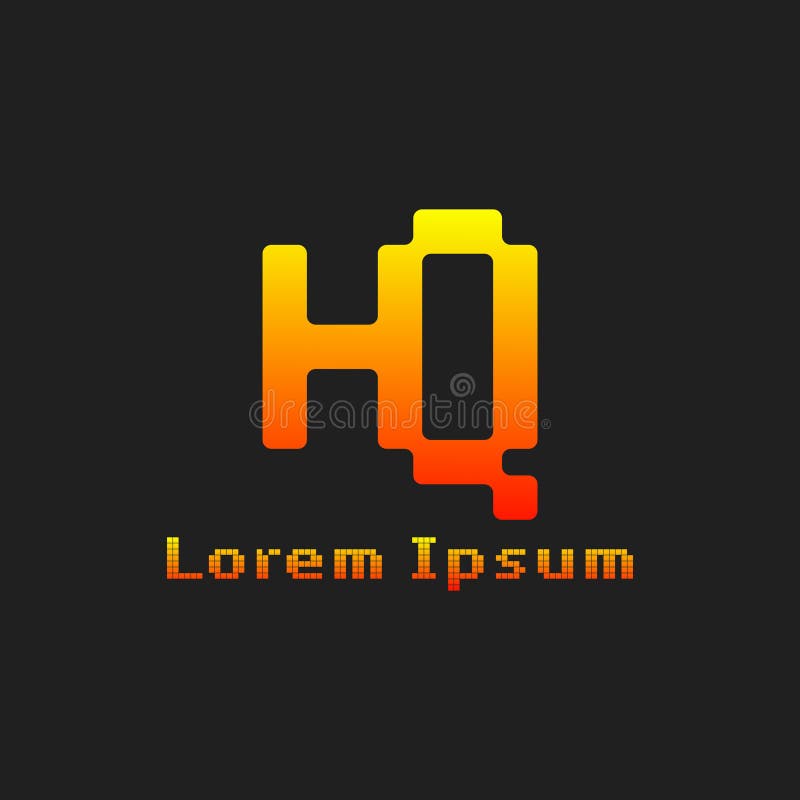 Letters HQ Pixel Monogram Logo, Suitable for Any Business with HQ or QH ...