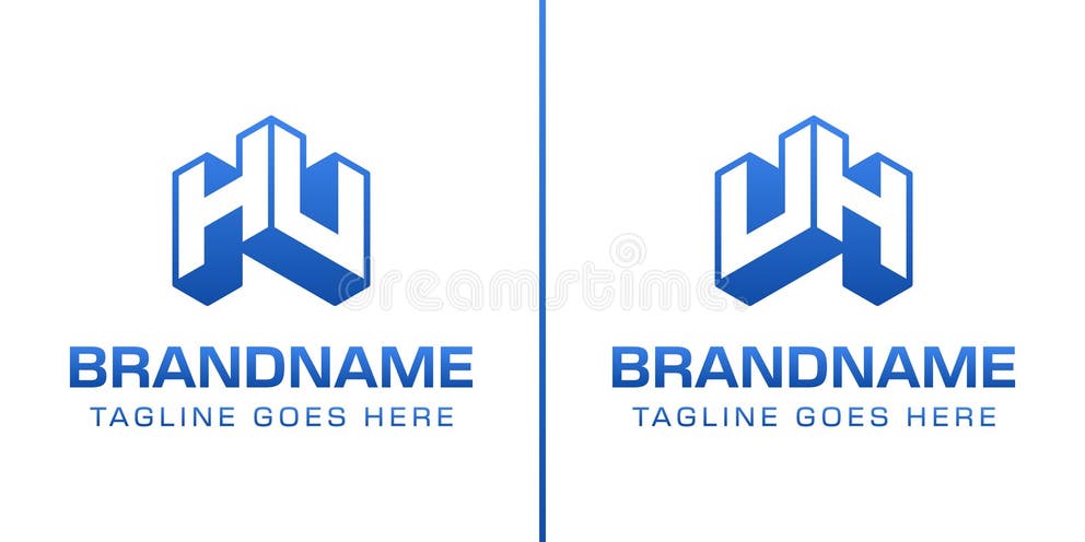 Letters HU or UH 3D Monogram Logo, Symbolizes Strength, Dynamism, and ...