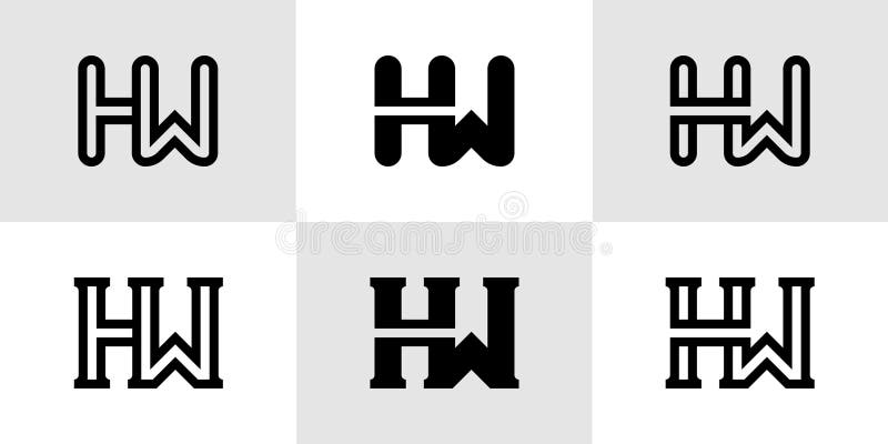 Letters HW Monogram Logo Set, Suitable for Business with HW or WH ...