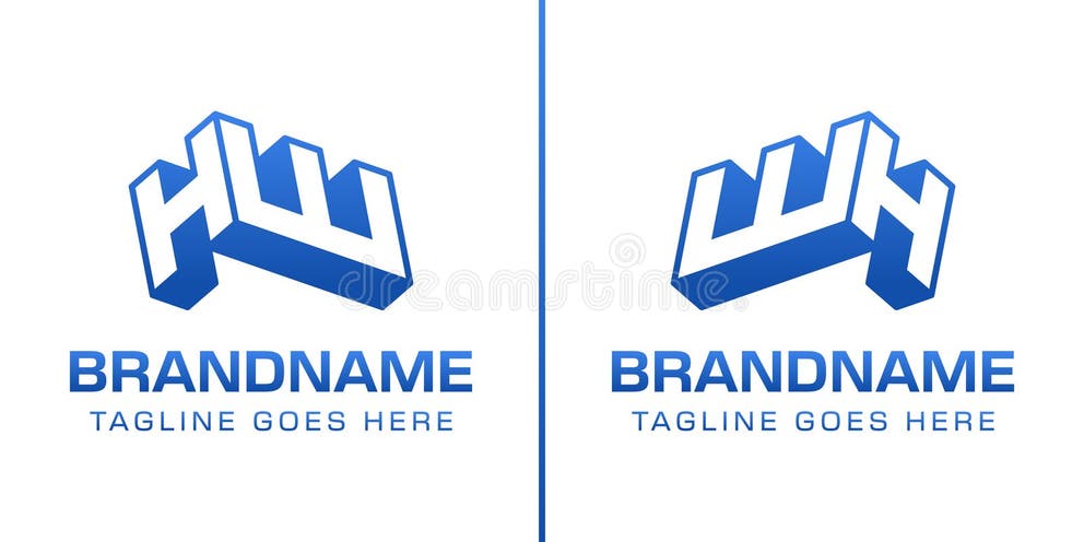 Letters HW or WH 3D Monogram Logo, Symbolizes Strength, Dynamism, and ...