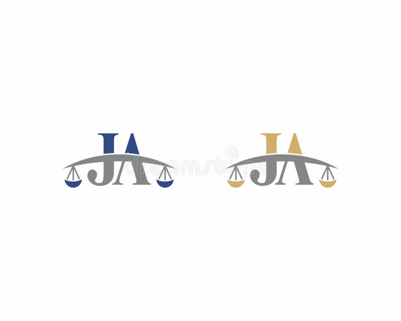 Letters JA Logo with Scale of Justice Logo Icon Stock Vector ...