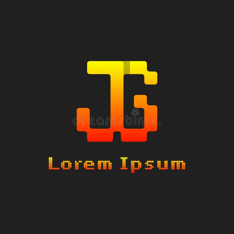 Letters JG Pixel Monogram Logo, Suitable for Any Business with JG or GJ ...