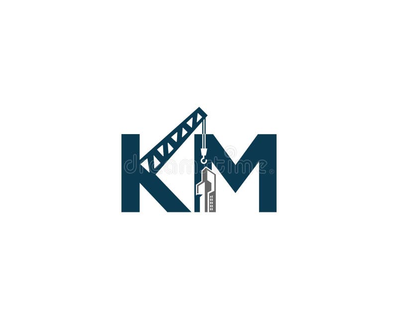Letters KM with Crane and Building Real Estate Construction Logo Stock ...