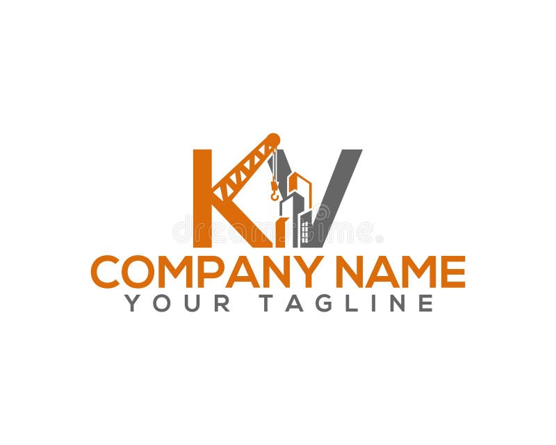 Letters KV with Crane and Building Real Estate Construction Logo Stock ...