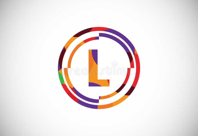 Letters L with Circle Frames Low Poly Art Style. English Alphabet ...