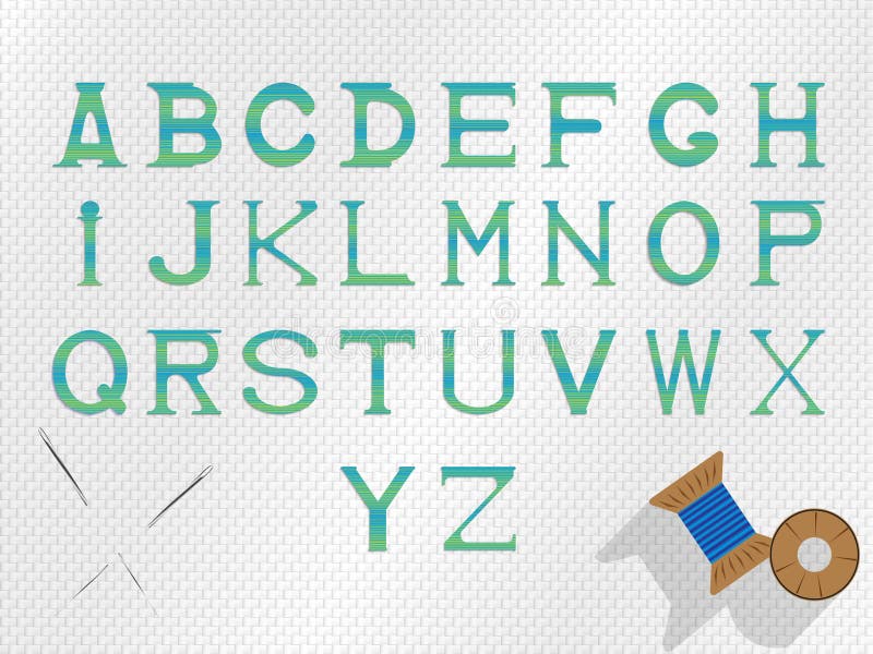 Alphabet Embroidered Fabric Style In A Set ABCD Fonts Vector Stock ...