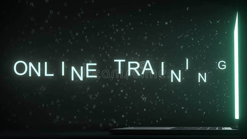 Letters Leaving Computer Screen Form ONLINE TRAINING Text, 3D Rendering ...