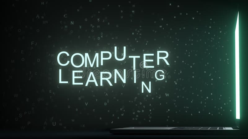Letters Leaving Laptop Display Form COMPUTER LEARNING Text. 3D ...