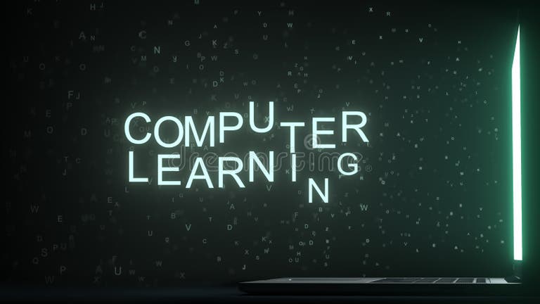 Letters Leaving Laptop Display Form COMPUTER LEARNING Text. 3D ...