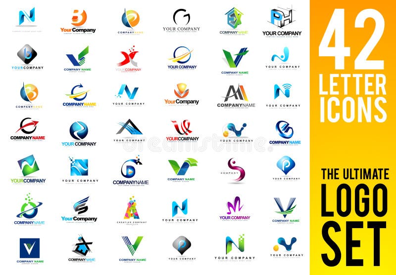 Letters Logo Set Collection Stock Vector - Illustration of design ...