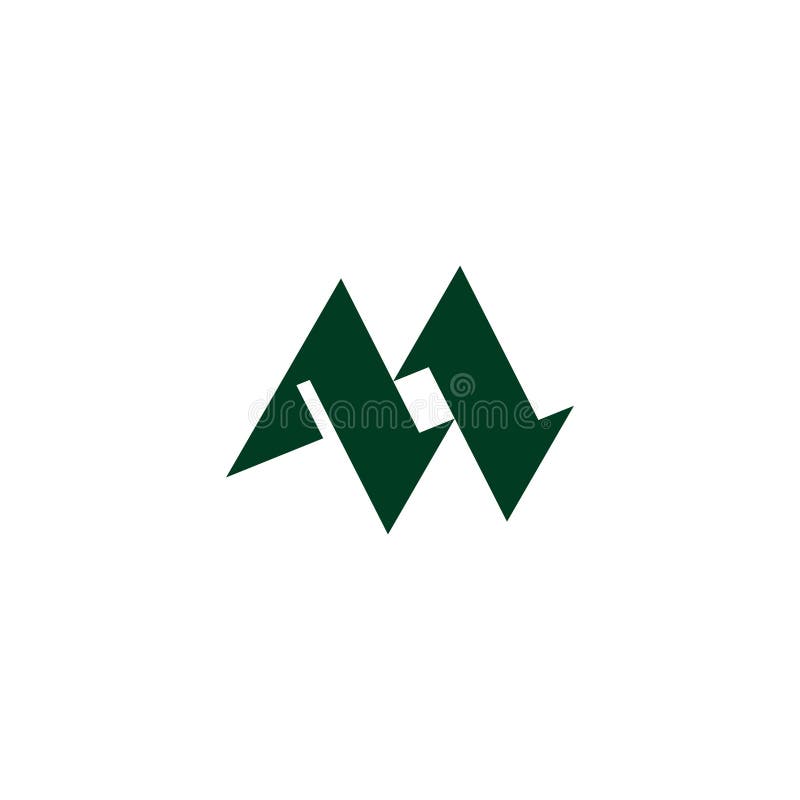 Letters M Sharp Shape Green Mountain Simple Geometric Logo Vector Stock ...