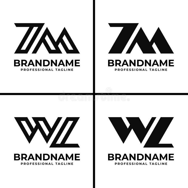 Letters 7M or WL Monogram Logo Set, for Business with 7M, M7, WL, or LW ...