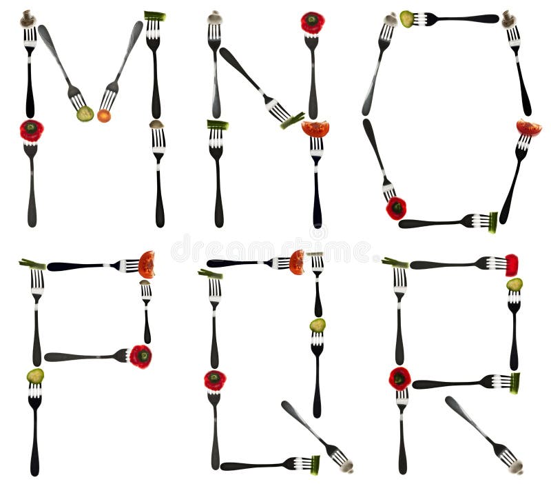 Letters Made of Food in Forks Stock Photo - Image of diet, text: 18279974