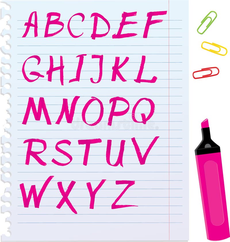 Alphabet Marker Colorful Doodle Font Style. Stock Vector - Illustration ...