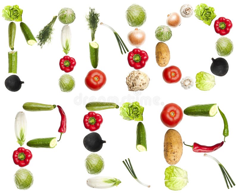 Letters made of vegetables stock image. Image of onion - 18421899
