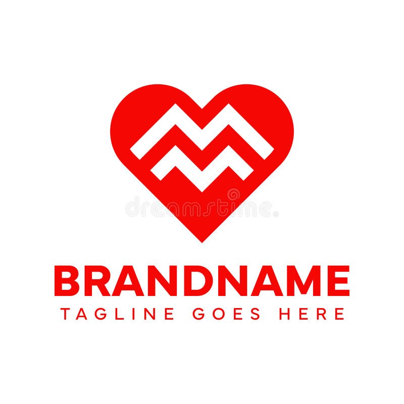 Letters MM or M Love Logo, Symbolizing Love, Care, and Connection Stock ...