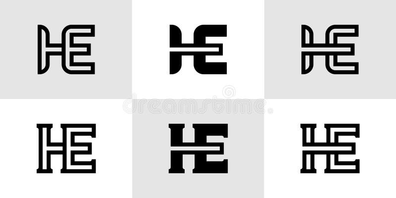 Letters he Monogram Logo Set, Suitable for Business with he or EH ...