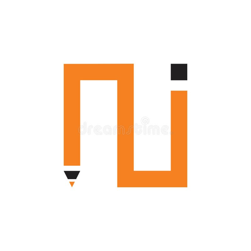Letters N Pencil Square Geometric Education Concept Vector Stock Vector ...