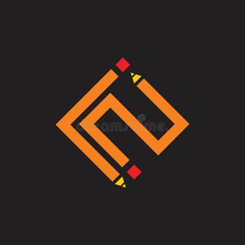 Letters N Pencil Square Geometric Education Concept Vector Stock Vector ...