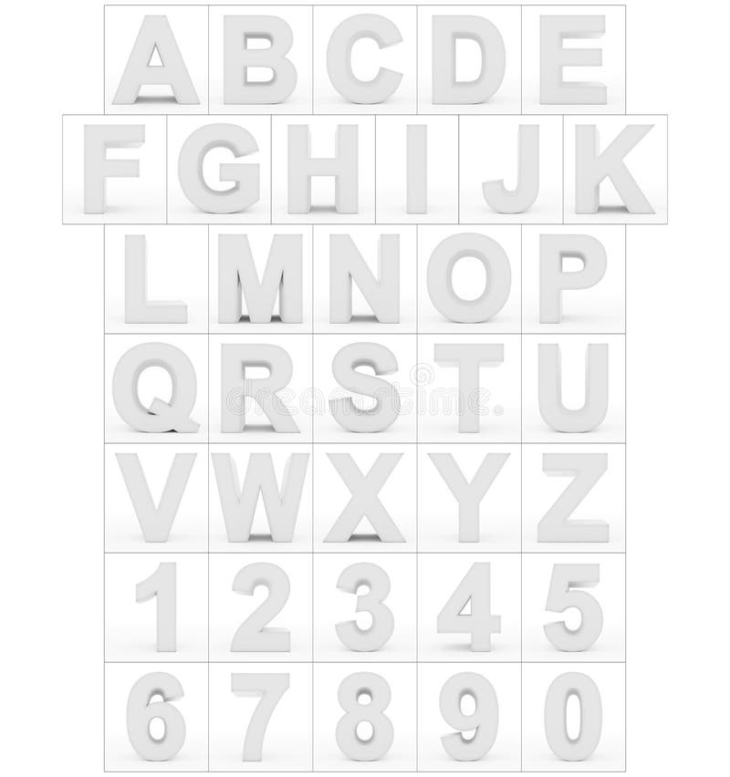 Letters and Numbers 3d White Isolated on White Stock Illustration ...
