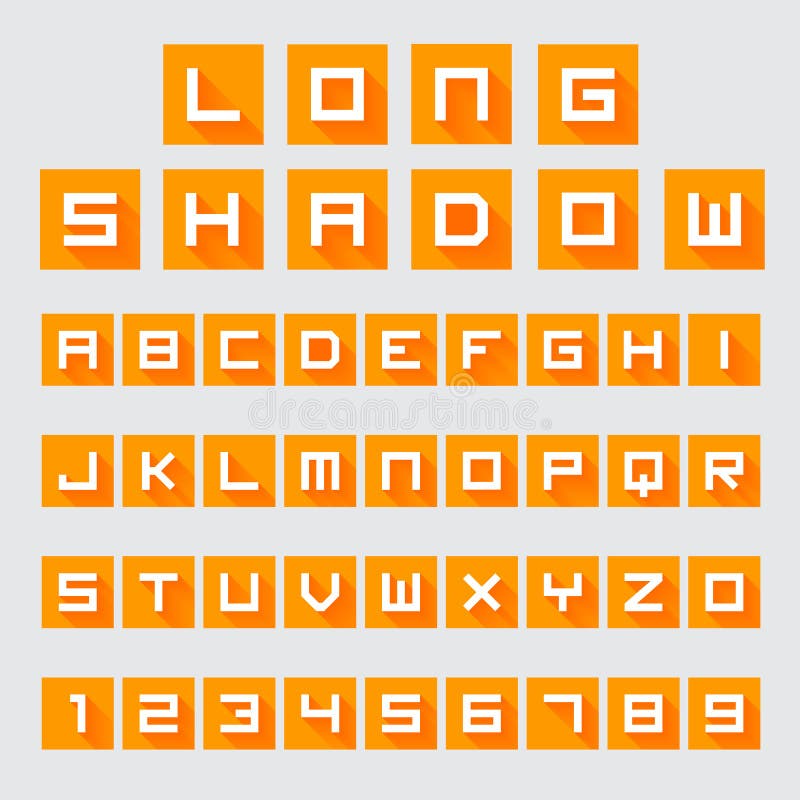 Letters and Numbers with Long Shadow Stock Vector - Illustration of ...