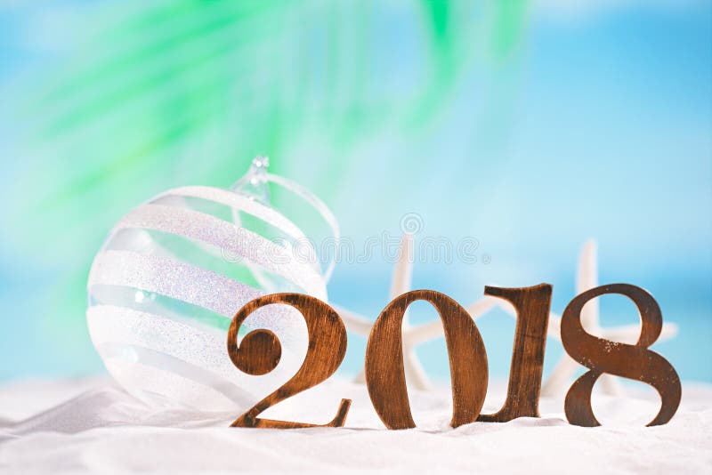 2018 Letters Numbers New Year on Beach Stock Image - Image of sandy ...