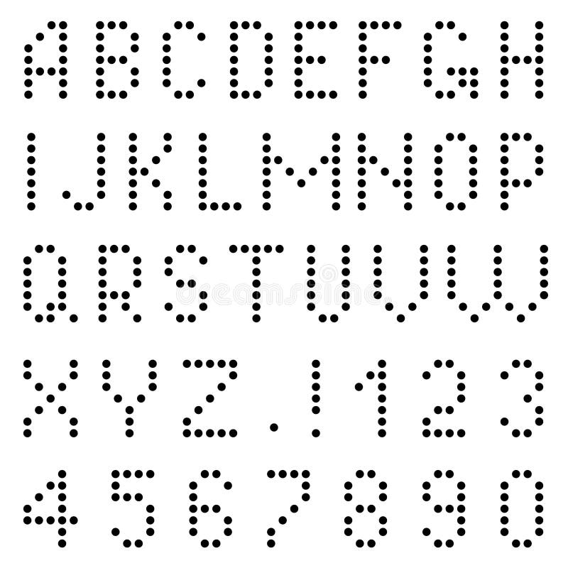 Digital Dotted Font with Letters, Numbers, Mathematical Symbols and ...