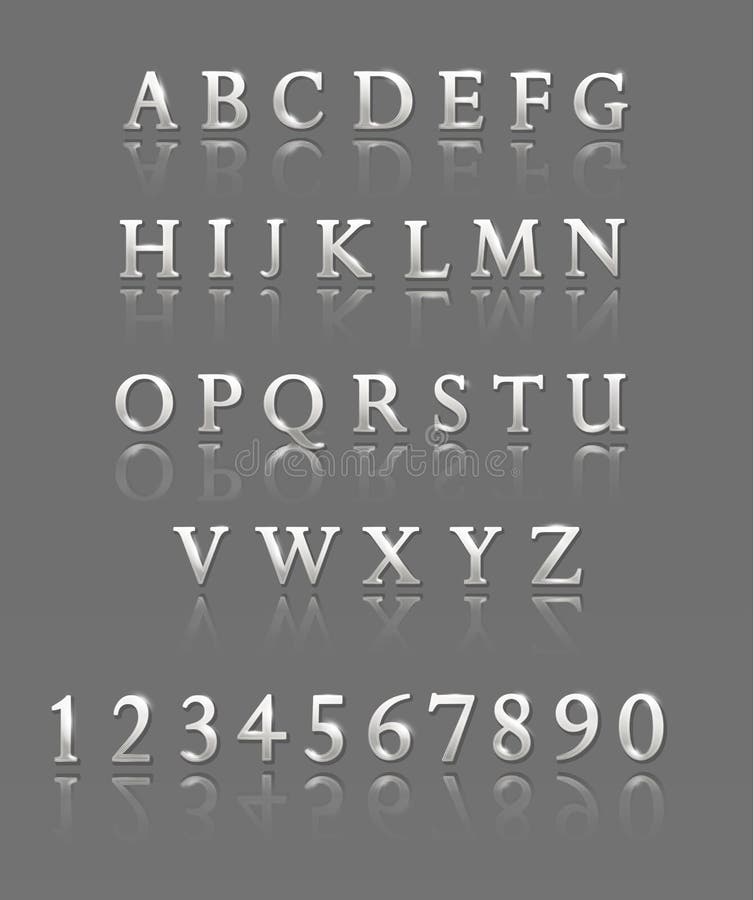 Letters and Numbers. Silver Alphabet Stock Vector - Illustration of ...