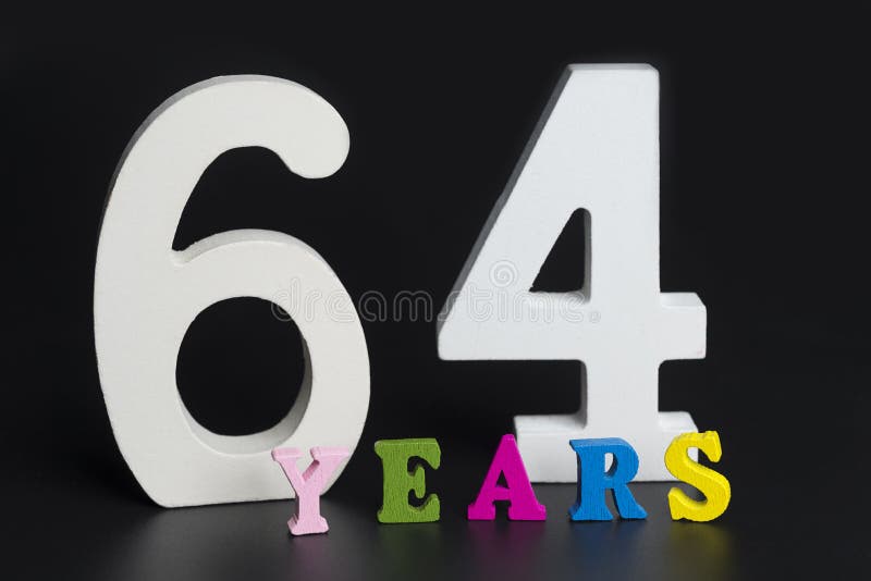 Letters and Numbers-sixty Four on a Black Background. Stock Photo ...