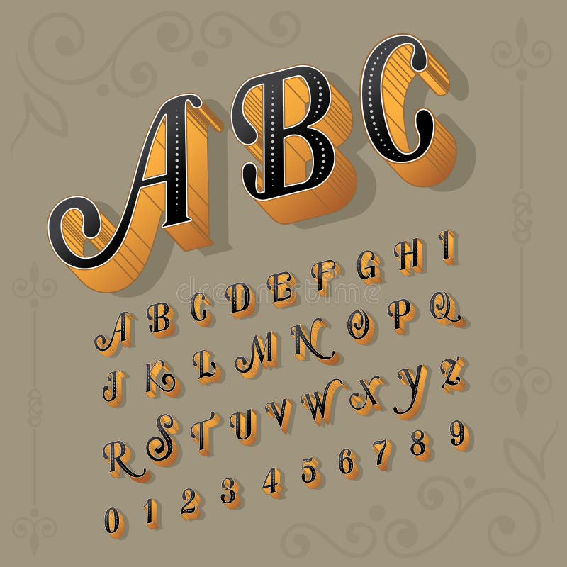 Set of Vintage and Retro Numeric Font Numbers for Abstract Art Stock ...
